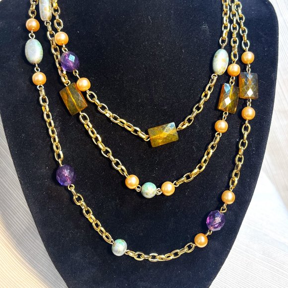 Jewelry | Vintage Multi Stone Gold Tone Chain | Poshmark
